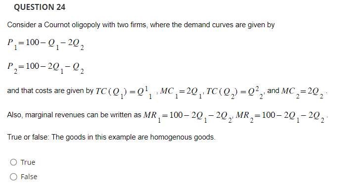 Solved Consider a Cournot oligopoly with two firms, where | Chegg.com