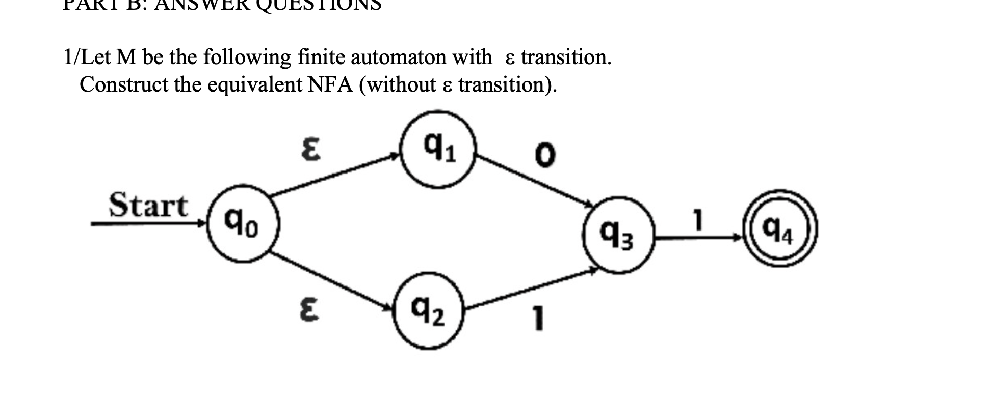Solved 1/Let M be the following finite automaton with ε | Chegg.com