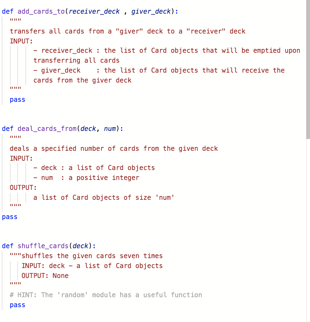 def add_cards_to(receiver_deck , giver_deck): | Chegg.com