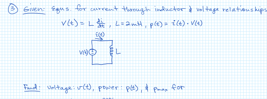 Solved Given: Equs. for current through inductor & voltage | Chegg.com