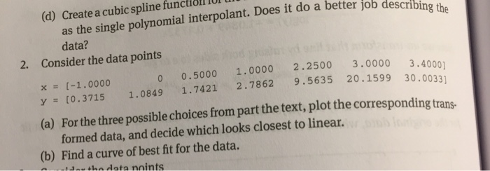 Solved 2. Consider the data points A. For the | Chegg.com