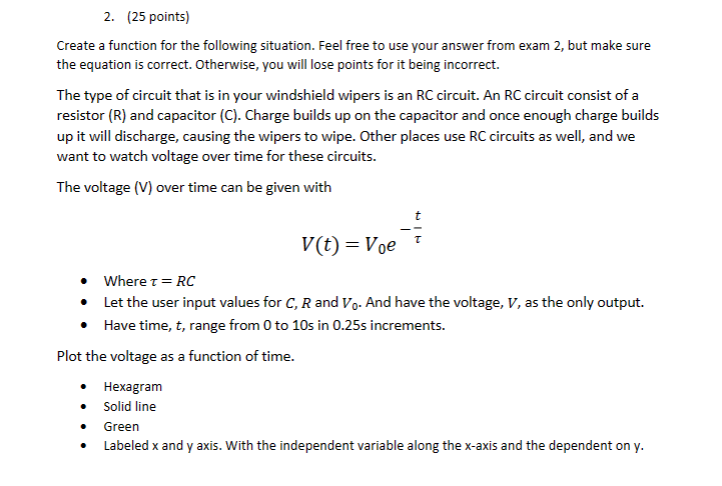 Solved 2. (25 points) Create a function for the following | Chegg.com
