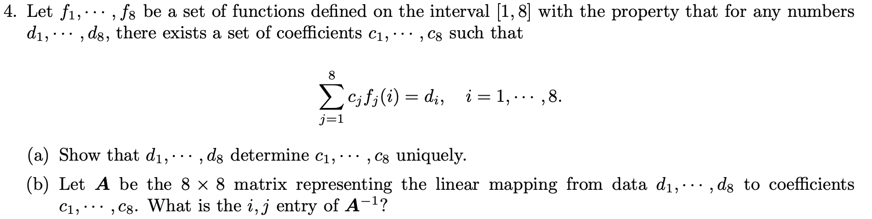 Solved Let f1,⋯,f8 be a set of functions defined on the | Chegg.com