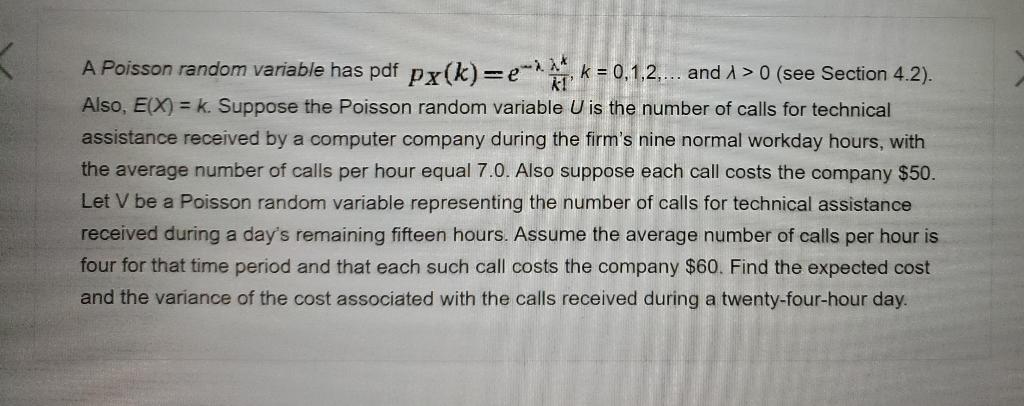 Solved A Poisson random variable has pdf px(k)=2*** = | Chegg.com