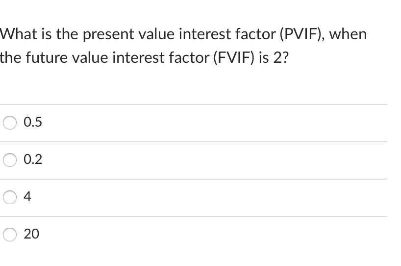 Solved What is the present value interest factor (PVIF), | Chegg.com