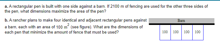 Solved a. A rectangular pen is built with one side against a | Chegg.com