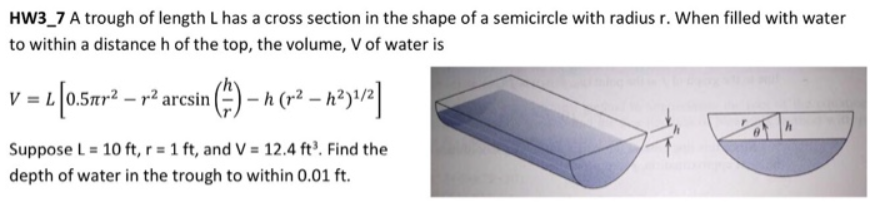 Solved HW3_7 A trough of length L has a cross section in the | Chegg.com