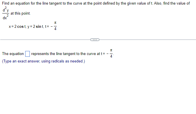 Solved Find an equation for the line tangent to the curve at | Chegg.com