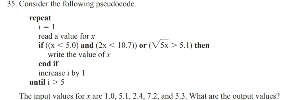 Solved Use the pseudocode on p 21 #35 to find the output | Chegg.com