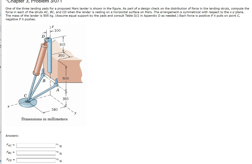 Solved "Chapter 3, Problem 3707'| One of the three landing | Chegg.com