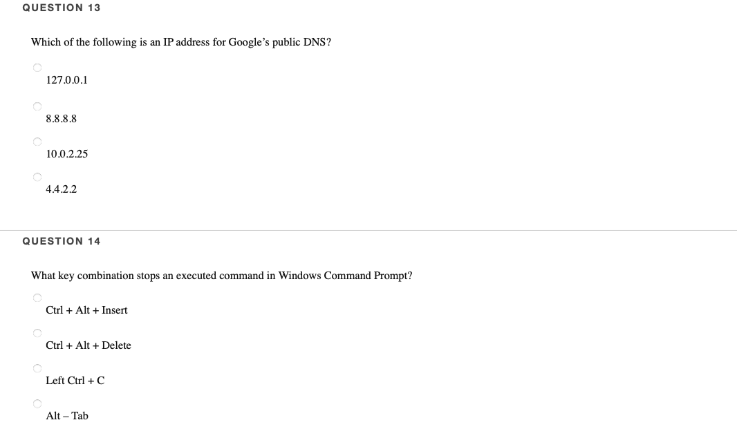 Solved Which of the following is an IP address for Google's | Chegg.com