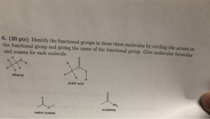 Solved 6. (20 pts) Identify the functional groups in these | Chegg.com