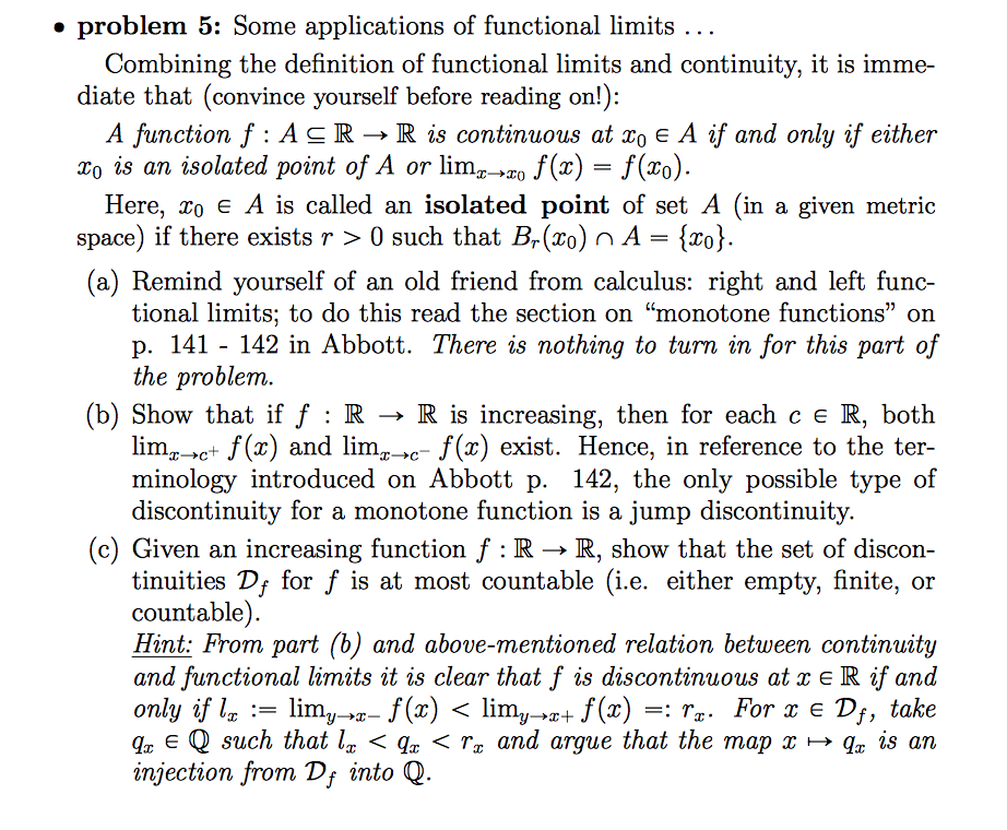 Solved » problem 5: Some applications of functional limits | Chegg.com