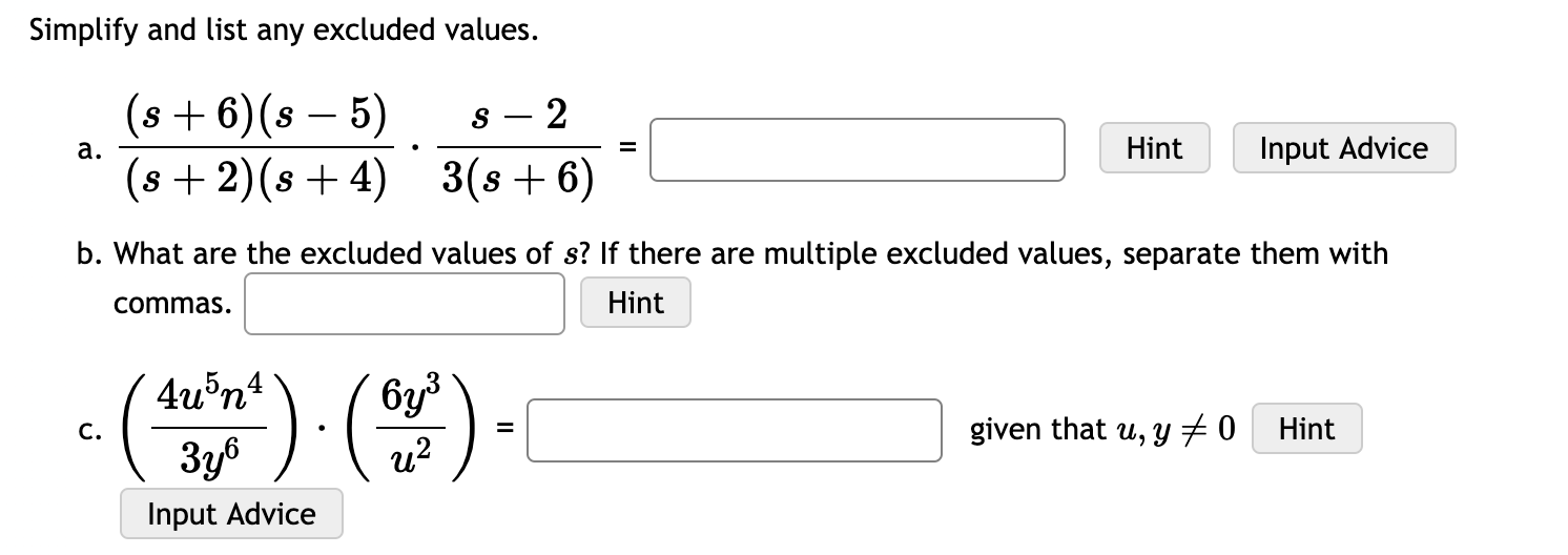 Solved Simplify and list any excluded values. a. \\( | Chegg.com