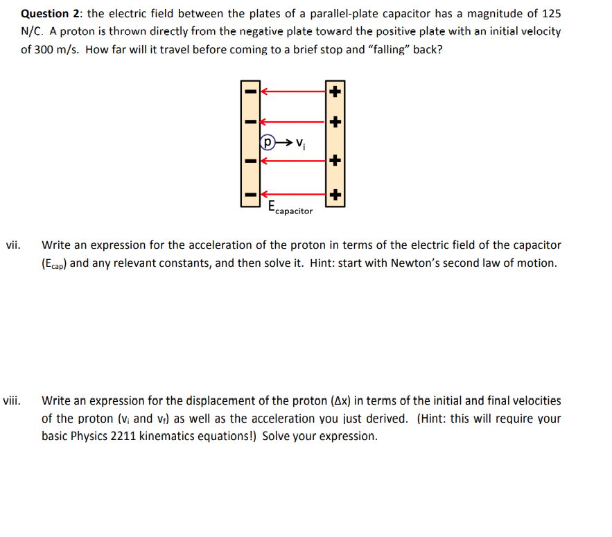 Solved Question 2: the electric field between the plates of | Chegg.com