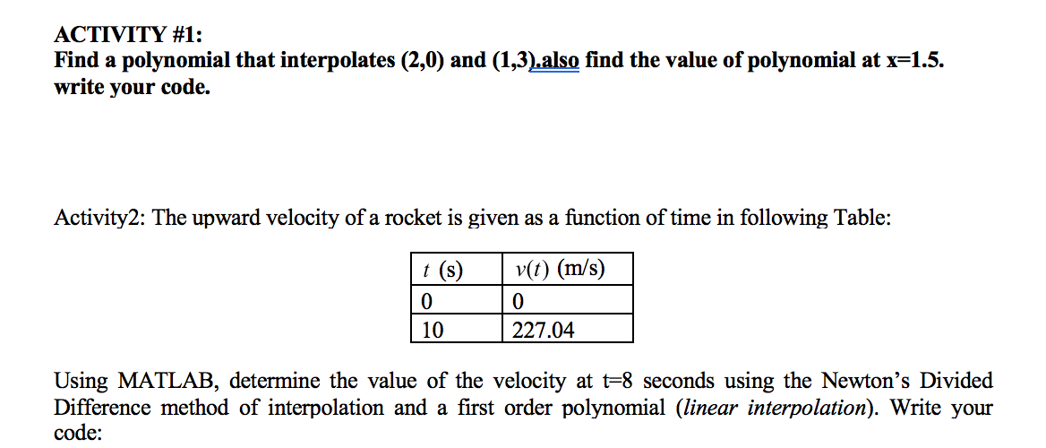 Solved Linear Interpolation The following is a pseudocode | Chegg.com