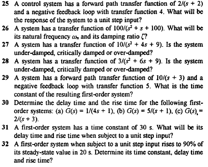 Solved 25 A control system has a forward path transfer | Chegg.com