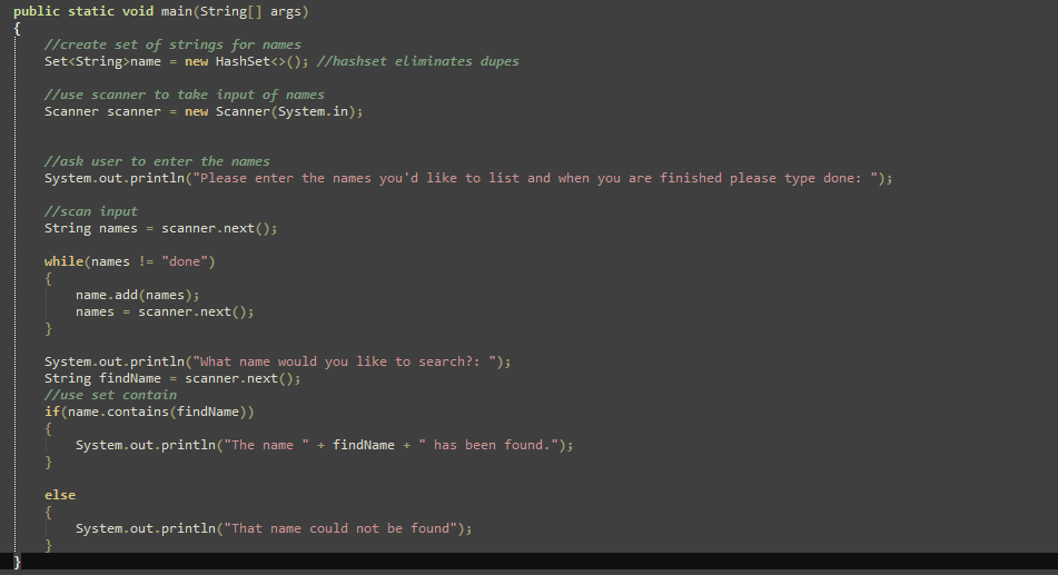 Solved public static void main(String[] args) { //create set | Chegg.com