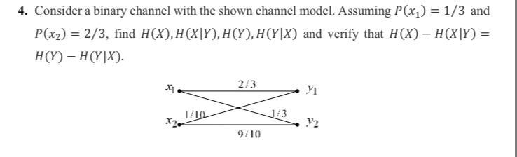 Solved 4. Consider a binary channel with the shown channel | Chegg.com