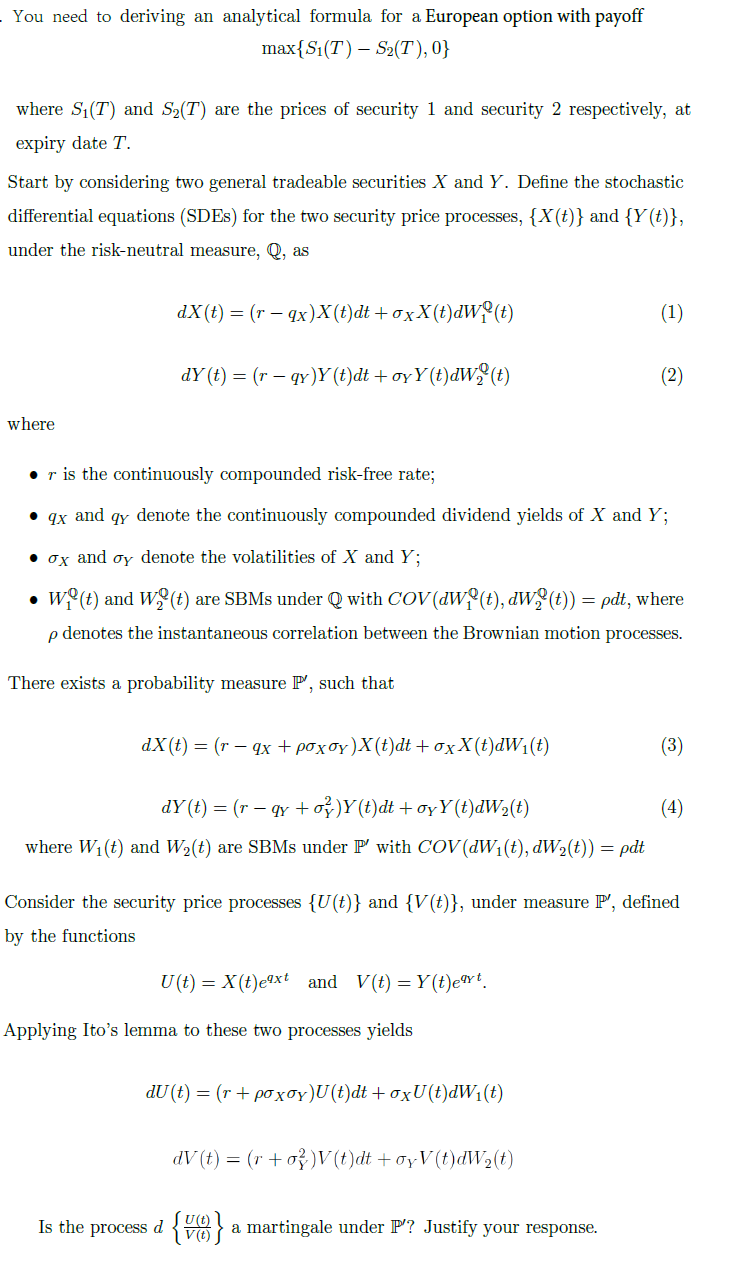 Solved max{S1(T)−S2(T),0} where S1(T) and S2(T) are the | Chegg.com