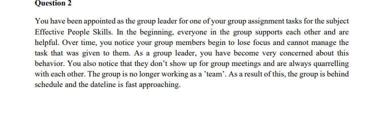 Solved You have been appointed as the group leader for one | Chegg.com