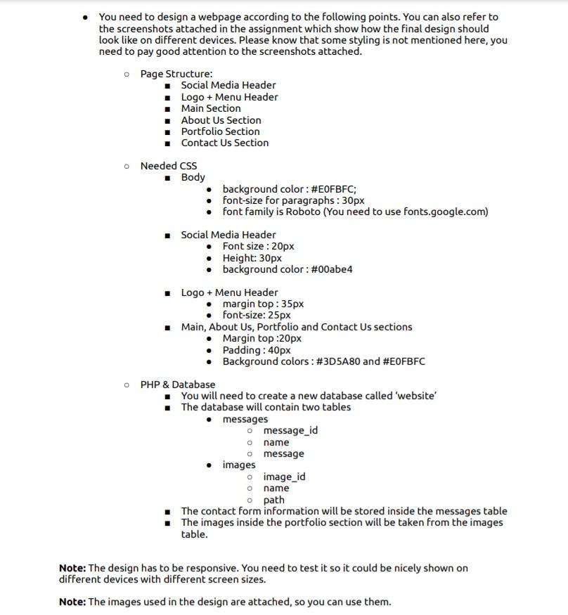 Solved You need to design a webpage according to the | Chegg.com