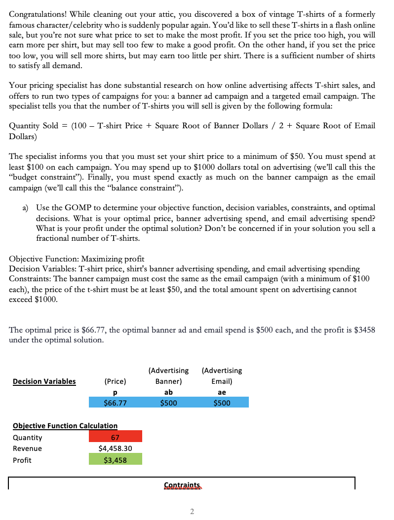 Assignment: Introduction to Optimization | Chegg.com