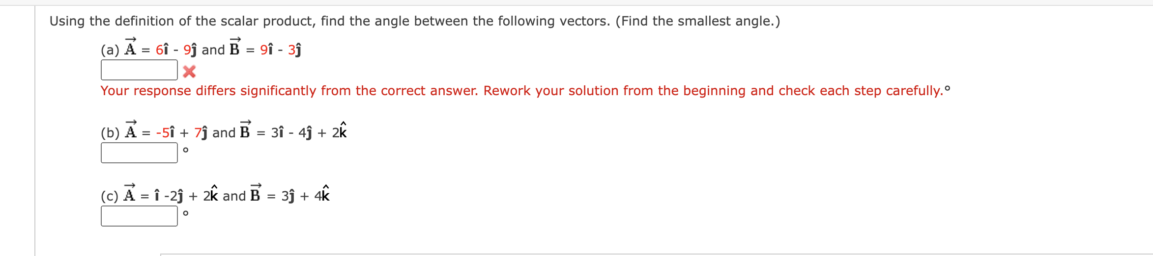Solved Using the definition of the scalar product, find the | Chegg.com