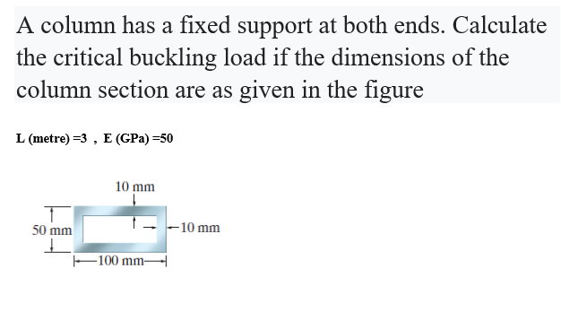 Solved A column has a fixed support at both ends. Calculate | Chegg.com