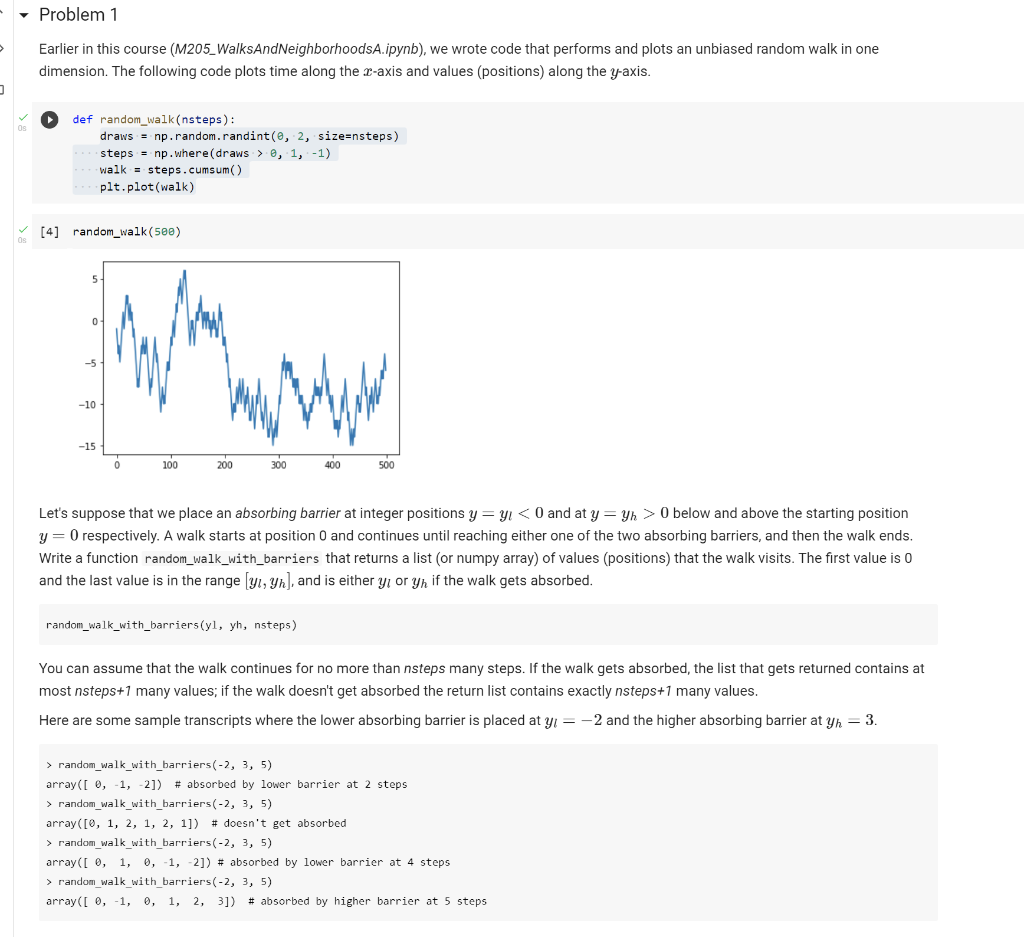 Write a function random_walk_with_barriers | Chegg.com