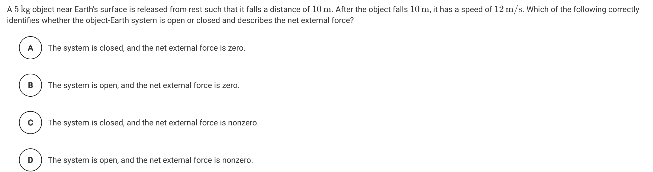Solved A 5 kg object near Earth's surface is released from | Chegg.com