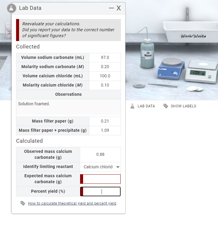 Solved A Lab Data -X Wash/Waste DI Water Reevaluate your | Chegg.com