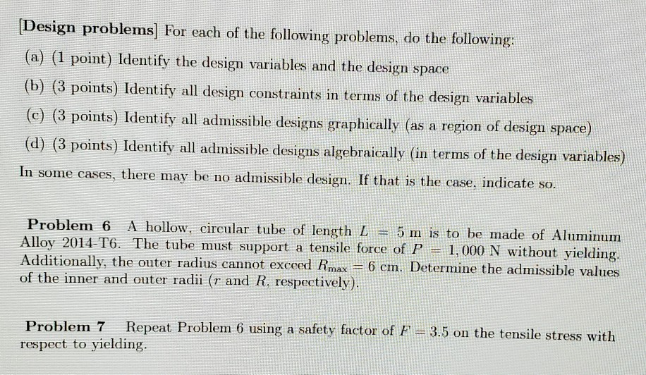 Solved Design problems] For each of the following problems, | Chegg.com