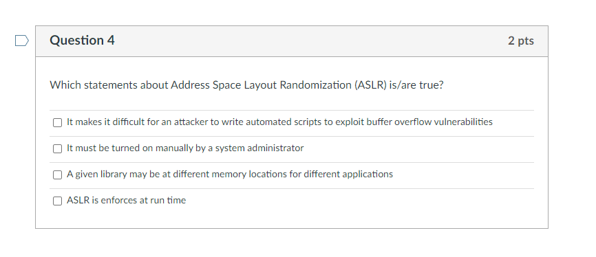 Solved Question 4 2 pts Which statements about Address Space | Chegg.com