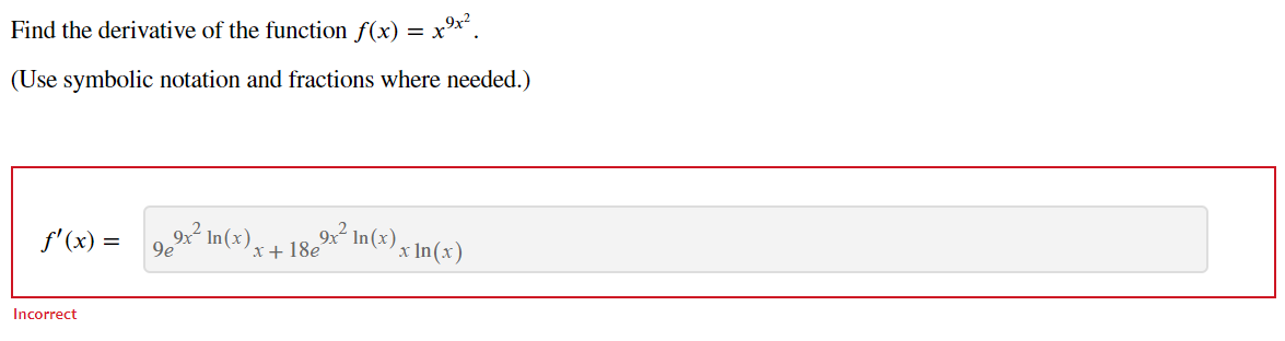 Solved Find the derivative of the function f(x)=x9x2. (Use | Chegg.com