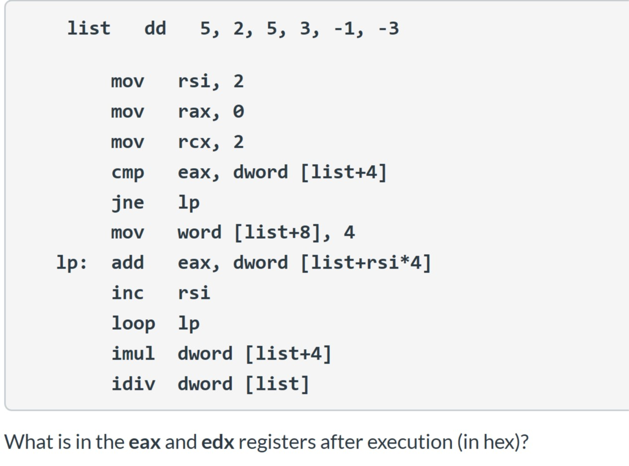 list dd 5, 2, 5, 3, -1, -3 movrsi, 2 mov rax, 0 mov | Chegg.com