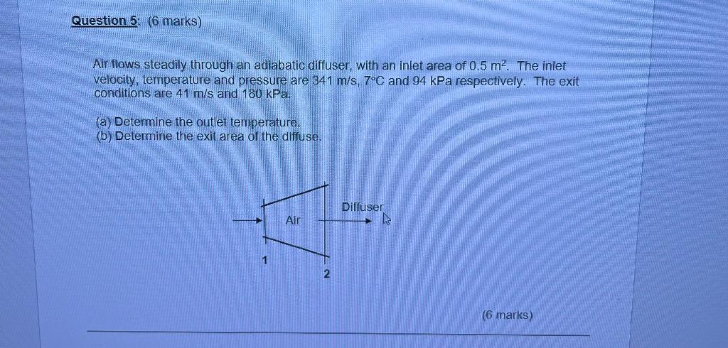 Solved Air flows steadily through an adiabatic diffuser, | Chegg.com