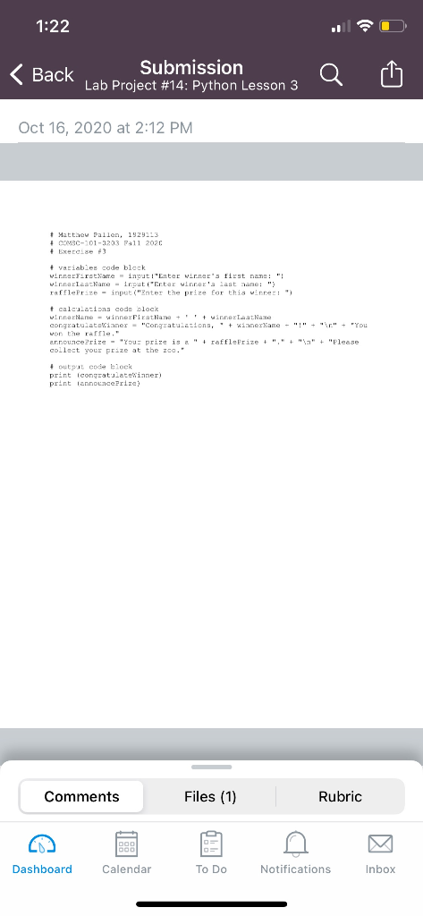 Solved STEP 1. DO THIS: Copy your comment code block | Chegg.com