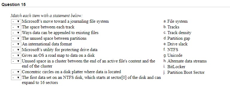 Solved Question 15 Match each item with a statement below | Chegg.com