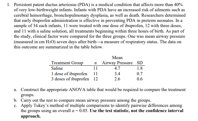 Solved 1. Persistent patent ductus arteriosus (PDA) is a | Chegg.com