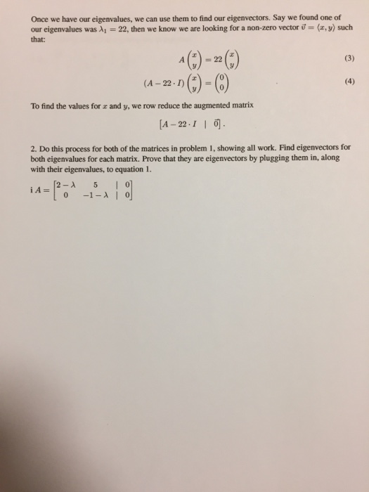 Solved Eigenvalue/Eigenvector Review Problems A non-zero | Chegg.com
