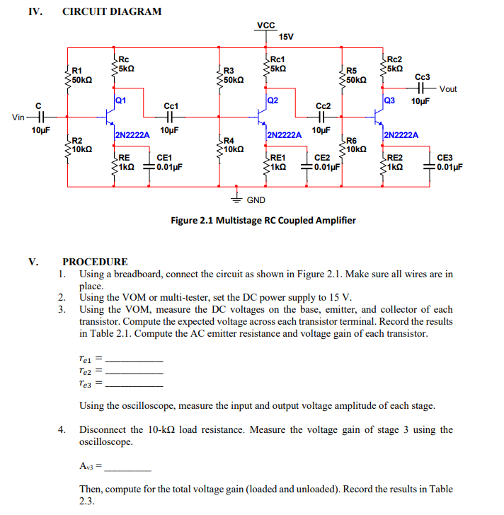 Solved EXPERIMENT No. 2 MULTISTAGE RC COUPLED AMPLIFIER I. | Chegg.com