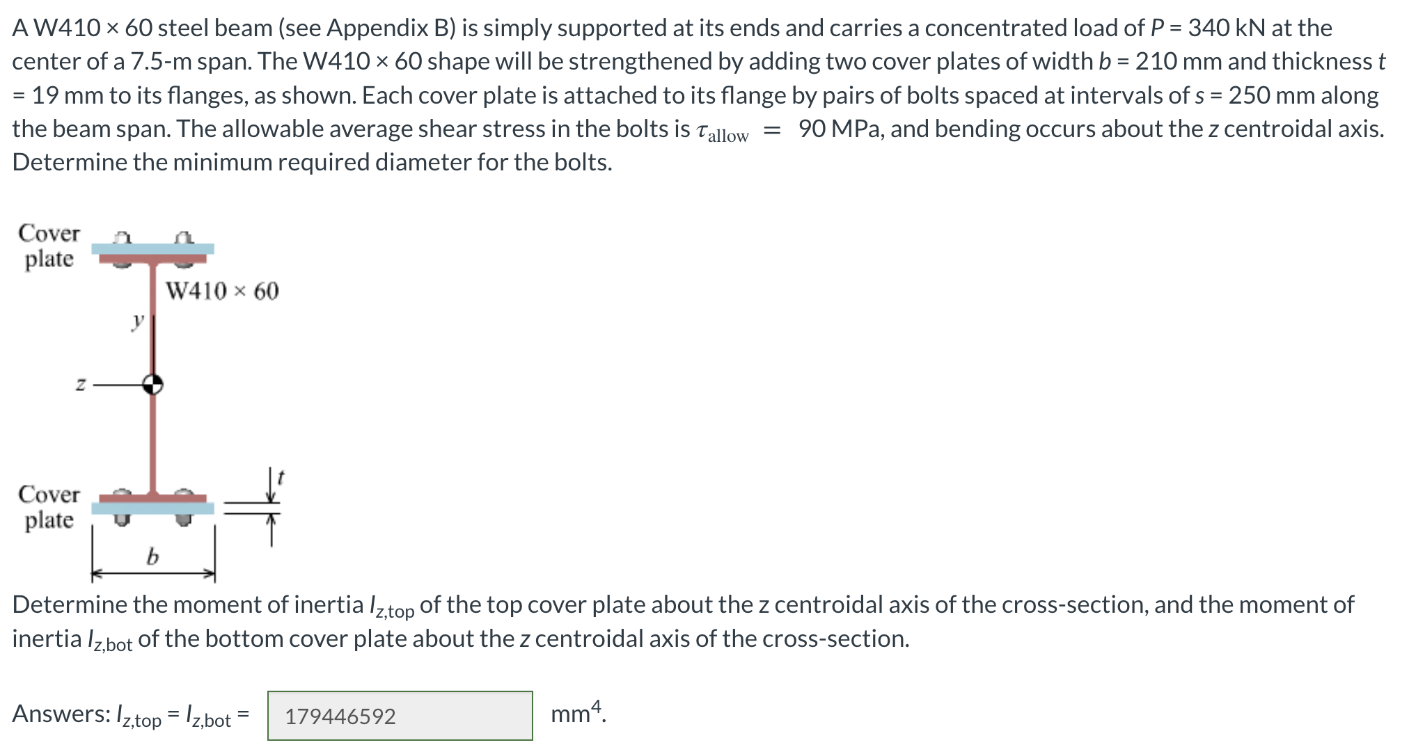 b. Determine moment of inertia of the entire cross | Chegg.com