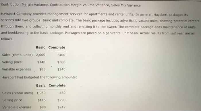 Solved Contribution Margin Variance, Contribution Margin | Chegg.com