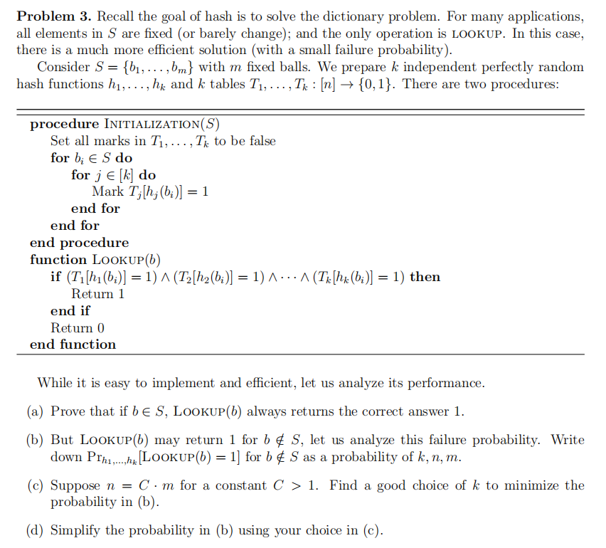 Problem 3. Recall the goal of hash is to solve the | Chegg.com