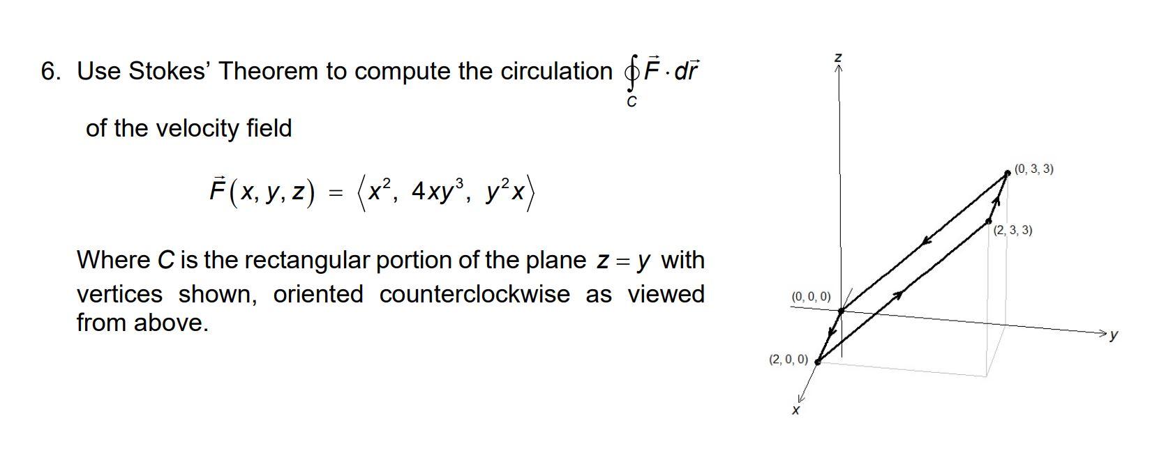 Solved 6. Use Stokes' Theorem to compute the circulation | Chegg.com