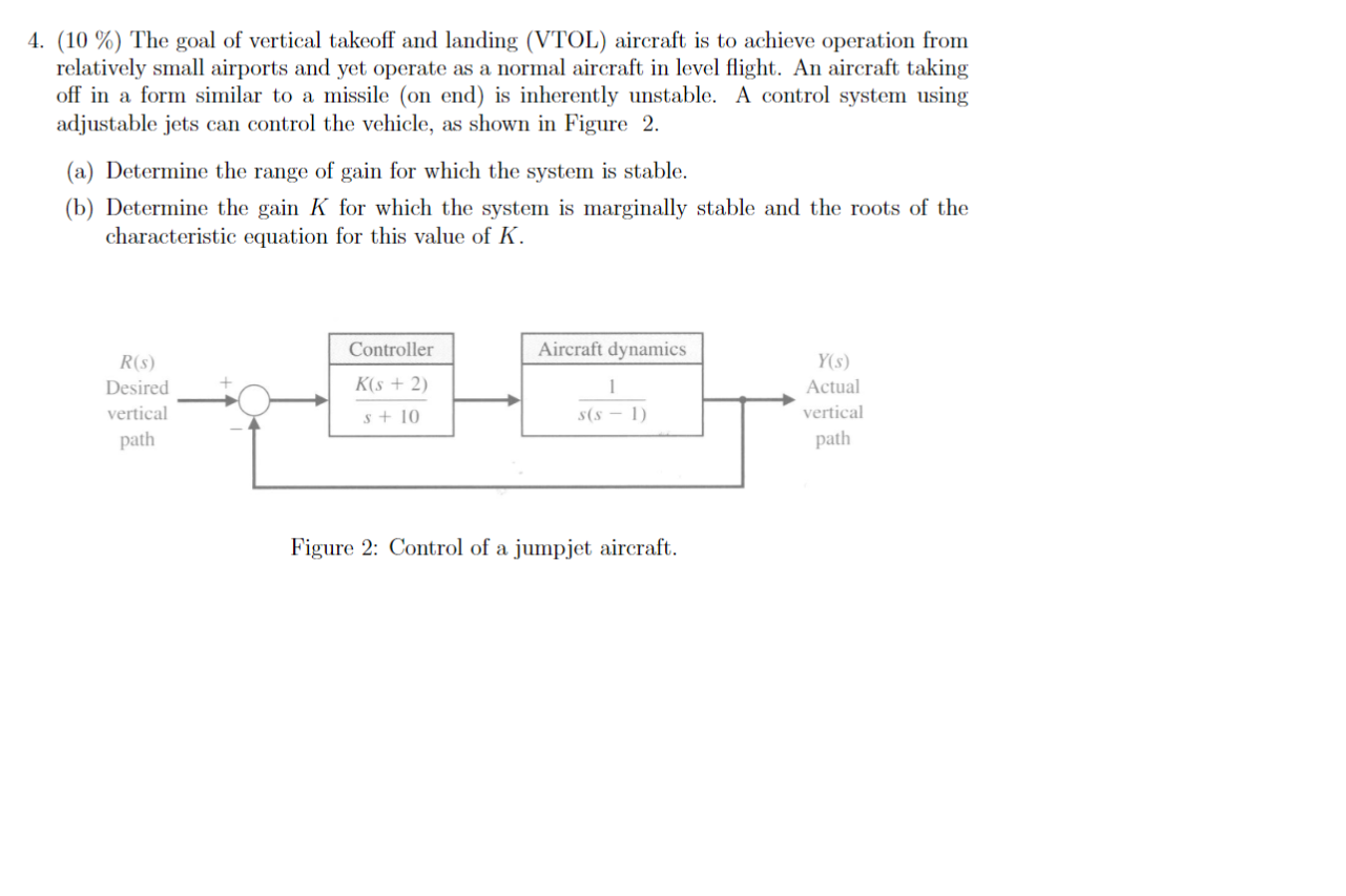Solved 4. (10 %) The goal of vertical takeoff and landing | Chegg.com