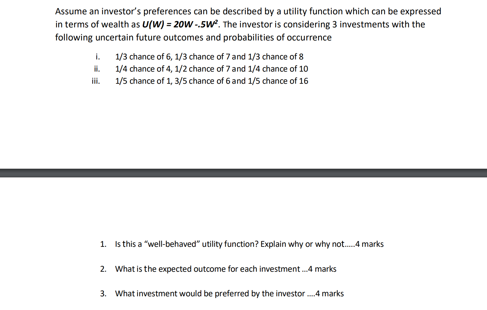 Solved Assume an investor's preferences can be described by | Chegg.com
