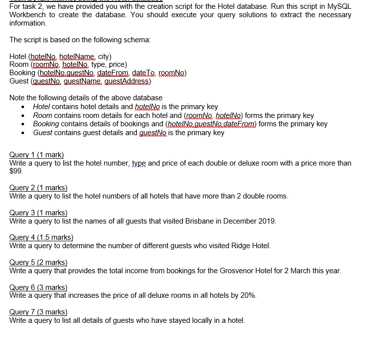 Solved For task 2, we have provided you with the creation | Chegg.com
