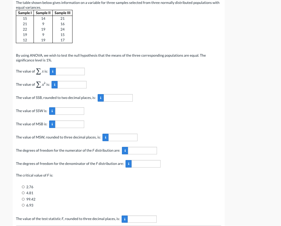 Solved The table shown below gives information on a variable | Chegg.com